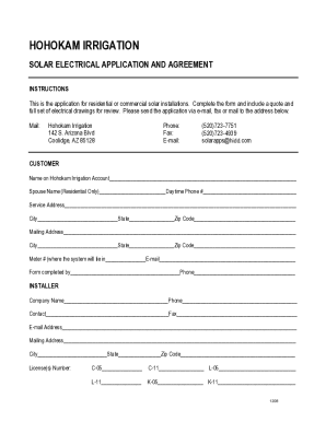 Fillable Online hohokam irrigation - solar electrical application and agreement Fax Email Print ...