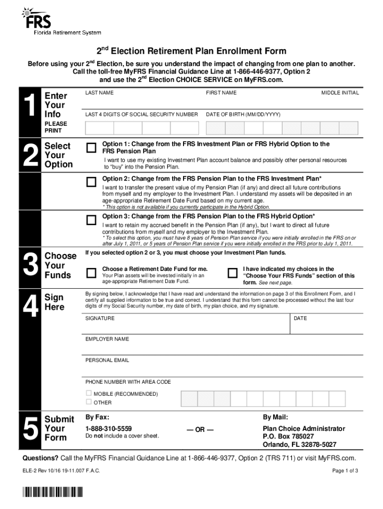 Fillable Online Elected Officers' Class Retirement Plan Enrollment Form ...