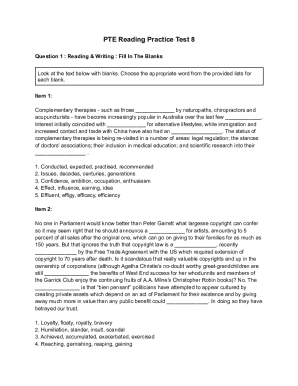 Fillable Online PTE Academic Reading Practice Test 8 - Fill in the ...