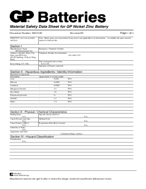 Fillable Online Material Safety Data Sheet for Nickel Zinc battery Fax ...