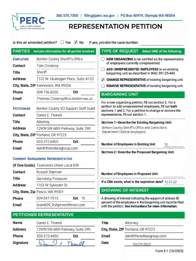 Fillable Online perc wa Representation-Petition-E.pdf Fax Email Print ...
