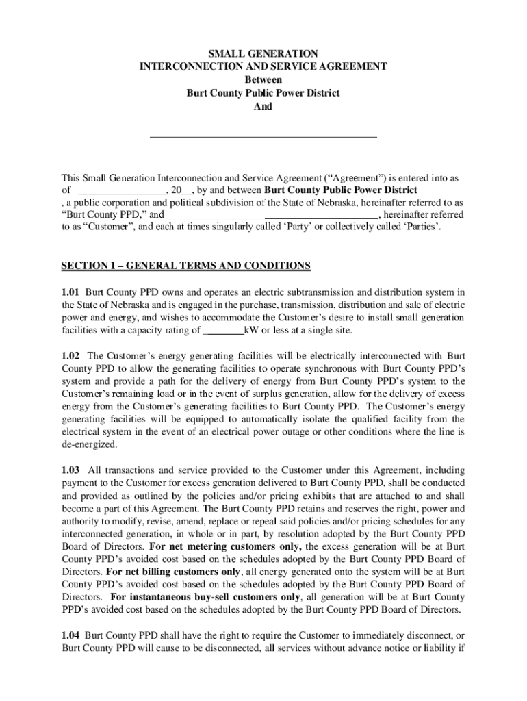 Fillable Online 5220 Small Generation Interconnection and Service Agreement.doc Fax Email Print ...