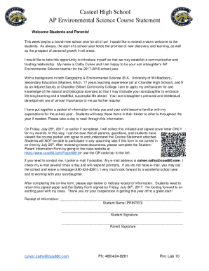 Fillable Online provost asu Casteel High School AP Environmental ...