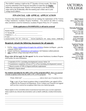 Fillable Online Victoria College Financial Aid - Fill Online, Printable ...