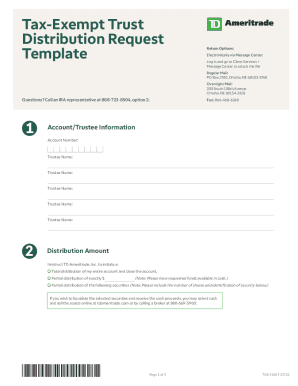 Fillable Online Tax Exempt Trust Distribution Template-TDA 0722 Fax ...
