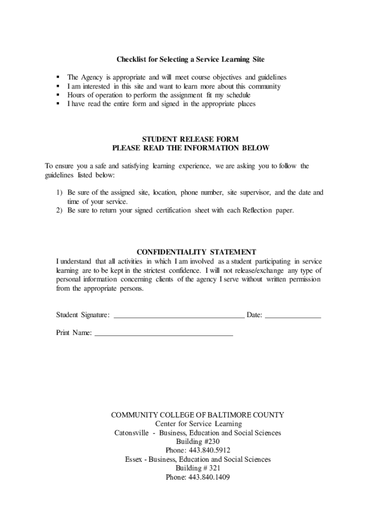 Fillable Online Service Learning Confidentiality Form Fax Email Print ...