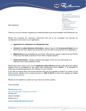 Fillable Online Dear Applicant Thank you for your interest in applying ...