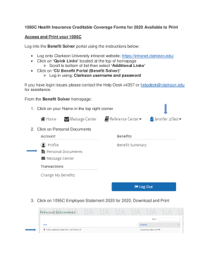 Fillable Online 1095C Health Insurance Creditable Coverage Forms for ...