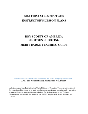 Fillable Online NRA FIRST STEPS SHOTGUN INSTRUCTOR'S LESSON PLANS ...