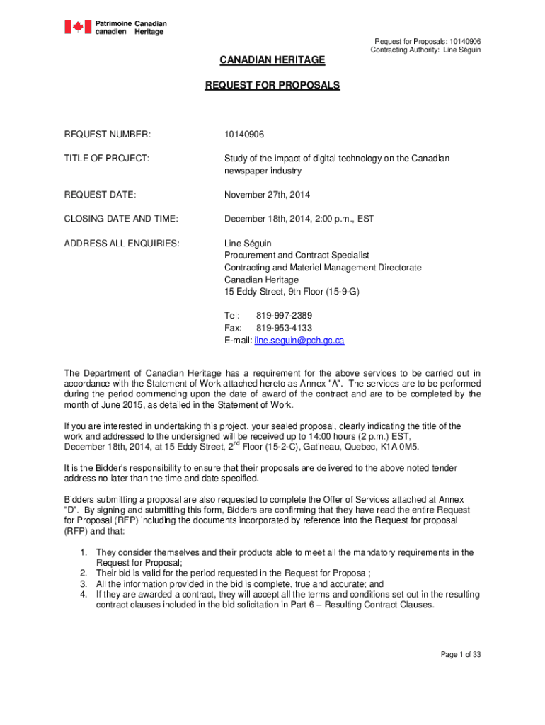 Fillable Online Request for proposals Digital upgrade project and retained ... Fax Email Print ...