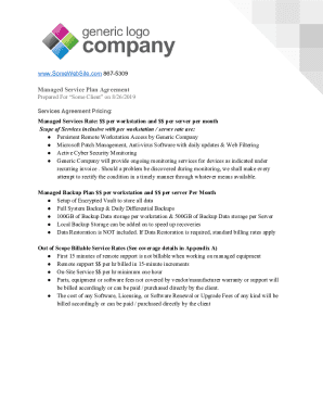 Fillable Online Sample Managed Service Agreement Provided By Fax Email ...