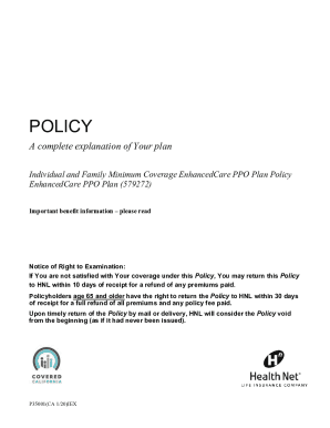Fillable Online POLICY A complete explanation of Your plan. Individual ...