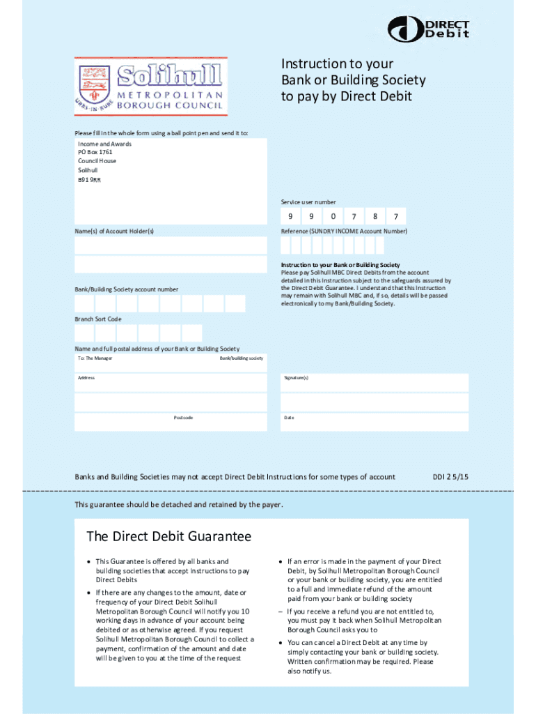 Fillable Online Direct Debit Joining Form Fax Email Print - pdfFiller