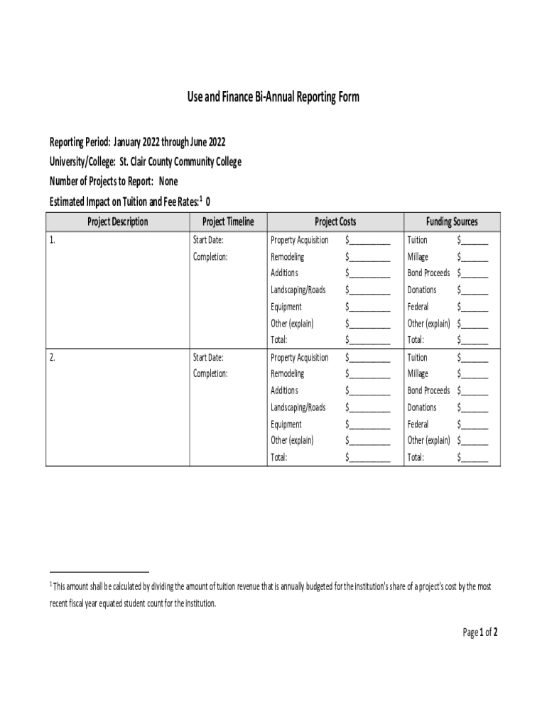 Fillable Online Use and Finance Bi-Annual Reporting form Fax Email Print - pdfFiller