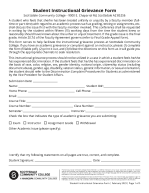Fillable Online Student Instructional Grievance Form. Student ...