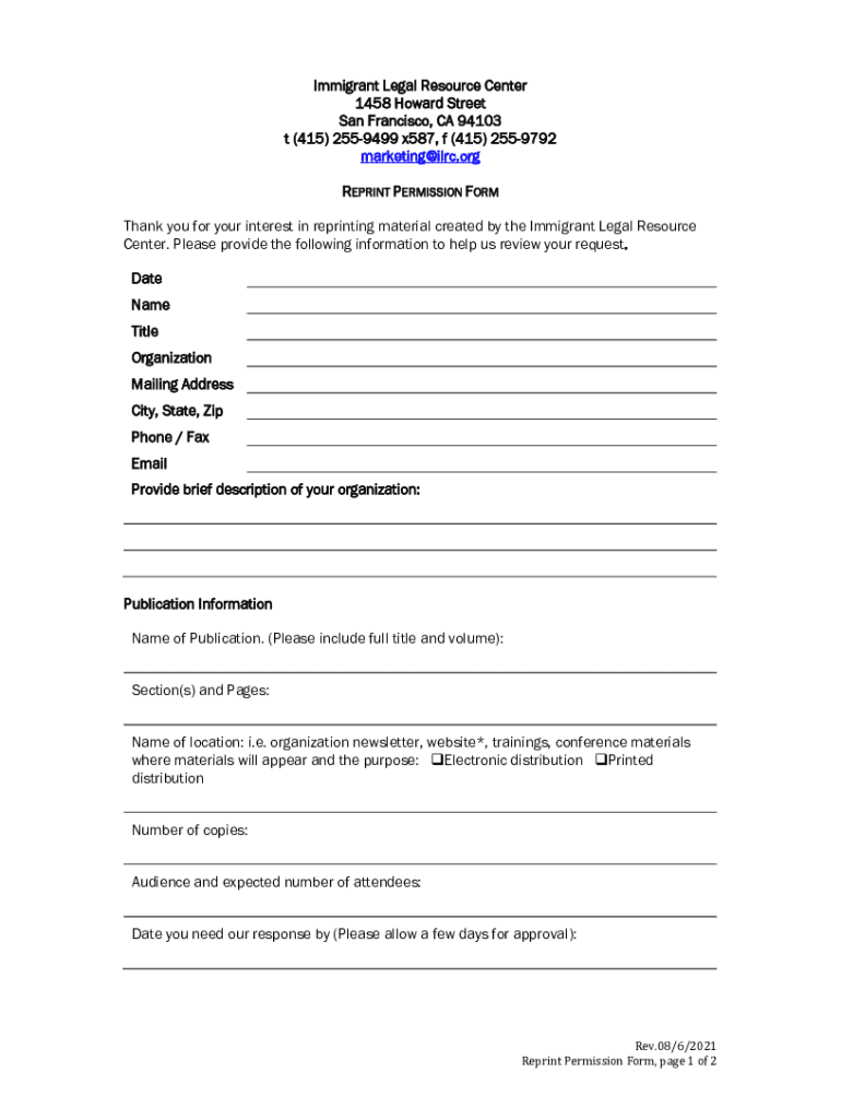 Fillable Online Reprint Permissions Form Fax Email Print - pdfFiller