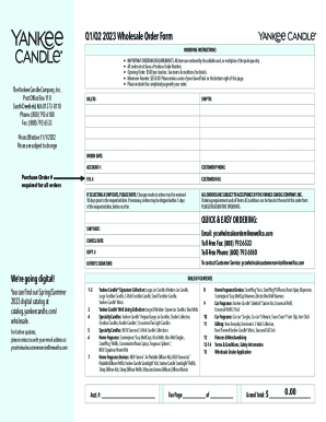 Fillable Online Q1/Q2 2023 Wholesale Order Form Fax Email Print - pdfFiller
