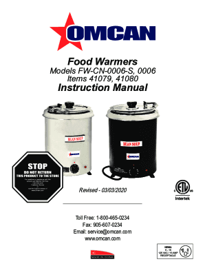 Fillable Online Food Warmers Instruction Manual Fax Email Print - pdfFiller