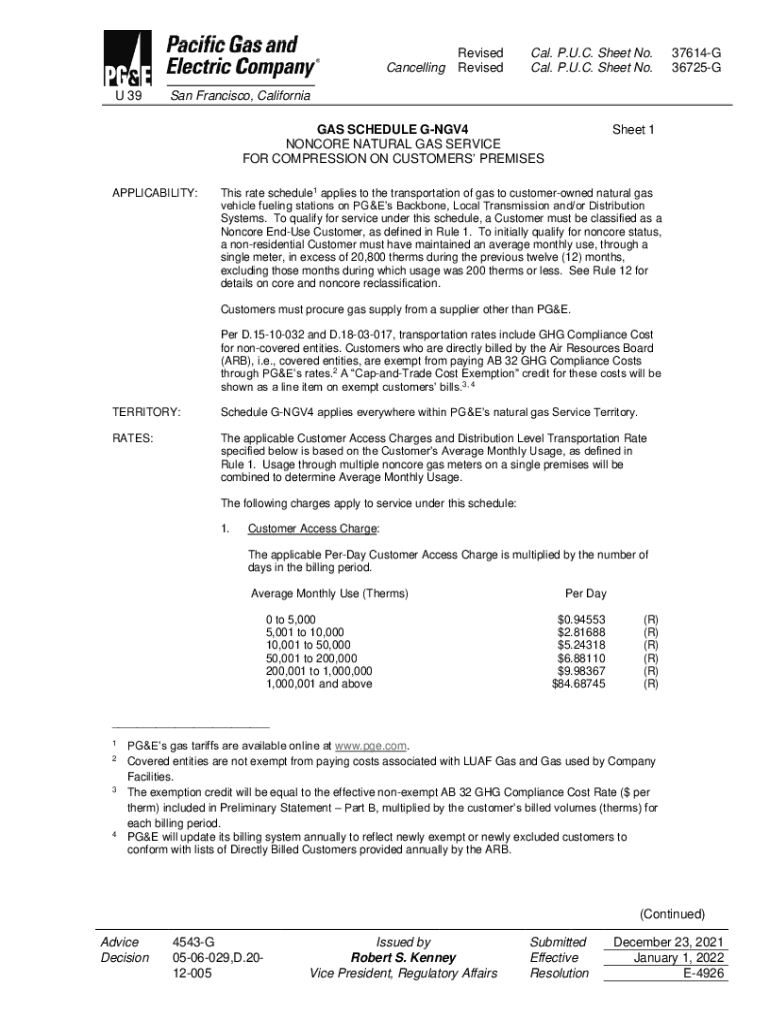 Fillable Online NV Energy Schedule COMP: Gas Service for Compression ...
