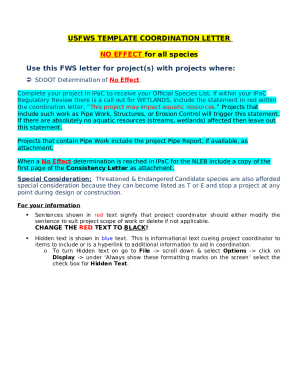 Example Request for Concurrence from the US Fish and ... Doc Template ...