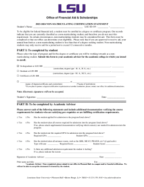 Fillable Online 2023-2024 NON-MATRICULATING CERTIFICATION STATEMENT Fax ...