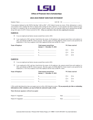 Fillable Online 2023-2024 PARENT NON FILER STATEMENT Fax Email Print ...