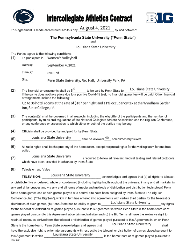 Fillable Online Intercollegiate Athletics Contract Fax Email Print ...