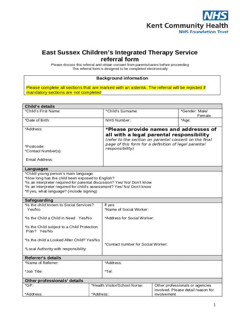 Children and Young People's Therapy Service - Referral Doc Template ...