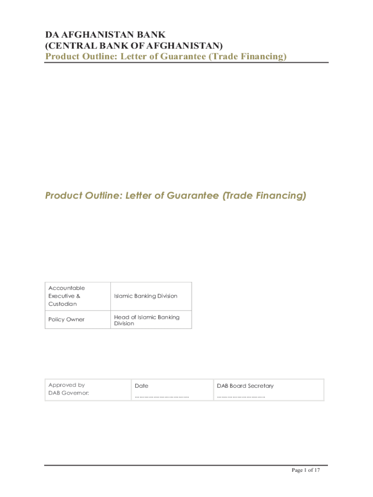 Fillable Online dab gov Letter of Guarantee (Trade Financing) Product ...