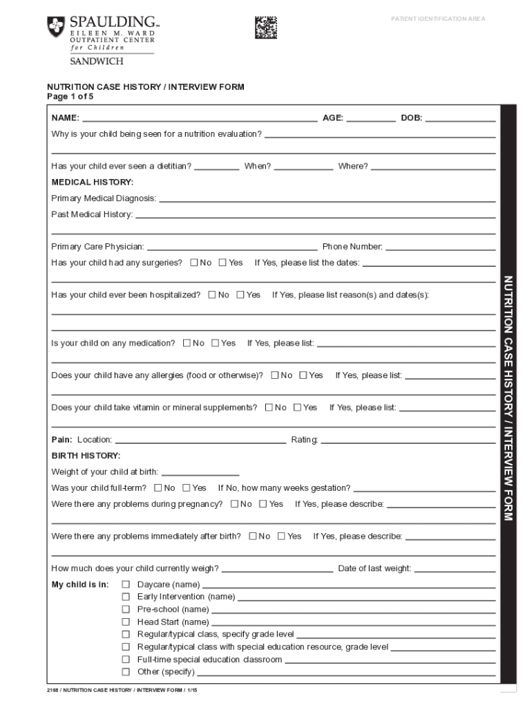 Fillable Online CASE HIST OR Y/INTER VIEW FORM FOR CHILDREN ... Fax Email Print - pdfFiller