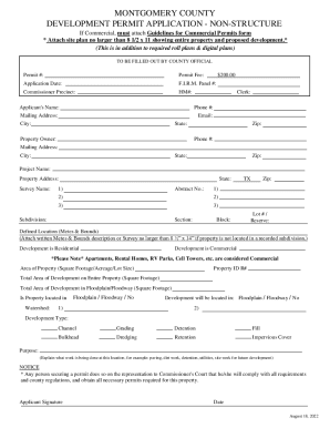Fillable Online MONTGOMERY COUNTY DEVELOPMENT PERMIT - NON ... Fax ...