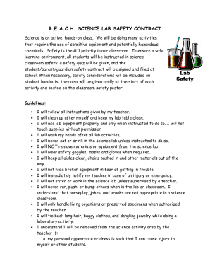 Fillable Online Middle School Science Safety ContractEnglish Fax Email ...
