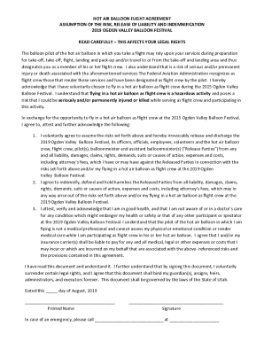 Fillable Online Hot Air Balloon Flight Agreement Fax Email Print ...