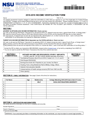 Fillable Online 1718 Income Verification Form - nova.edu Fax Email ...