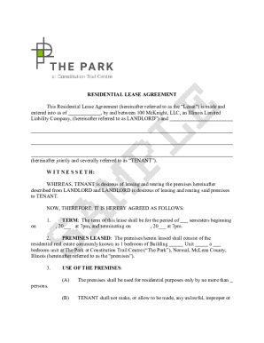 Fillable Online RESIDENTIAL LEASE AGREEMENT This Residential Lease ... Fax Email Print - pdfFiller