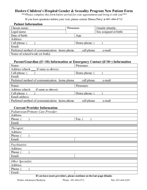 Fillable Online Hasbro Children's Hospital Gender and Sexuality New ...