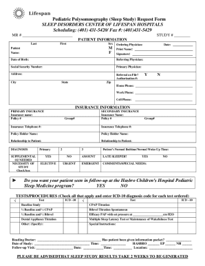 Fillable Online Pediatric Sleep Study request form Fax Email Print ...