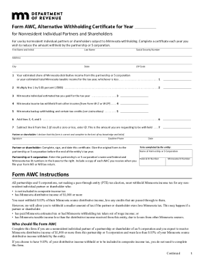 Fillable Online Alternative Withholding Certificate for Year (for Nonresident ... Fax Email ...