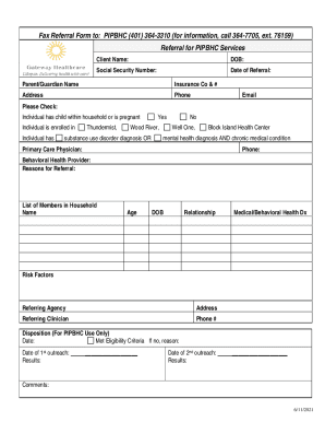 Fillable Online PIPBHC Referral Form Fax Email Print - pdfFiller
