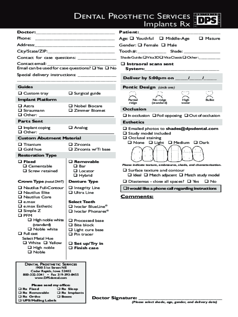 Fillable Online What are the Dental Prosthetic Options for this Patient ...