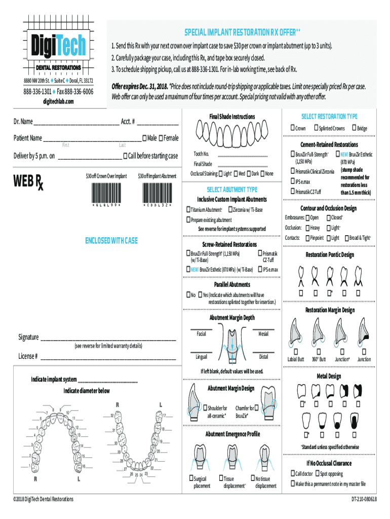 Fillable Online Dental Lab Implant Services - Abutments Fax Email Print ...
