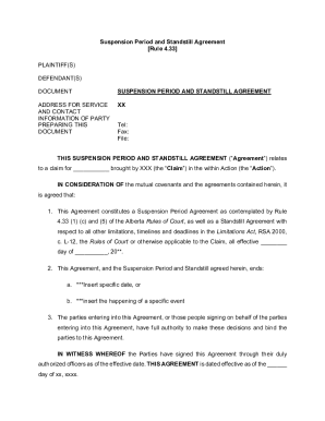 Fillable Online Standstill Agreement Limitation Template Fax Email ...