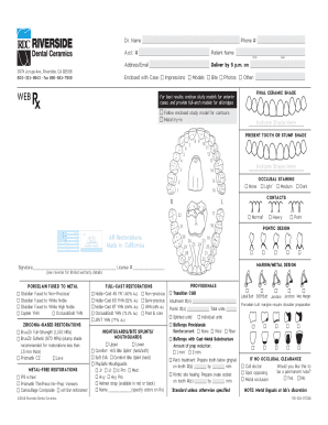 Fillable Online Riverside Dental Lab - Dental Restorations - CAD/CAM ...
