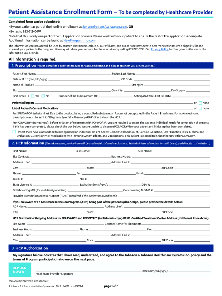 Fillable Online Patient Assistance Enrollment Form Fax Email Print - pdfFiller