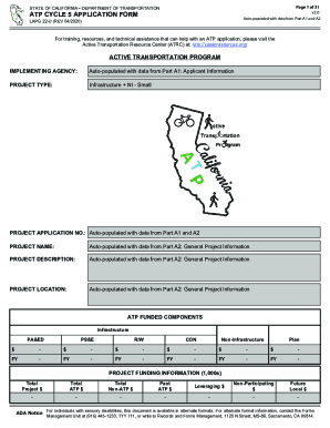 Fillable Online dot ca atp cycle 5 application form - Caltrans Fax ...
