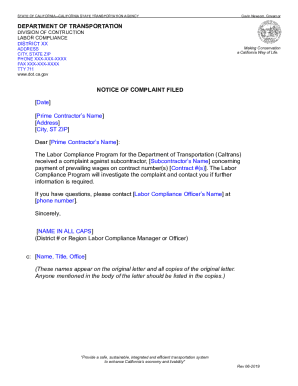 Fillable Online dot ca Notice of Complaint Filed. Notice of Complaint ...