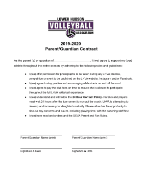 Fillable Online Parent/Guardian Athletic Agreement Form Fax Email Print ...