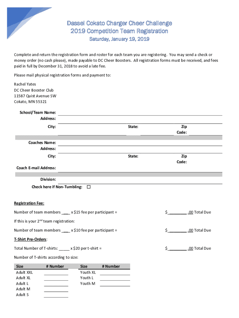 Fillable Online All Star Registration - Cheer Challenge Allstars Fax ...