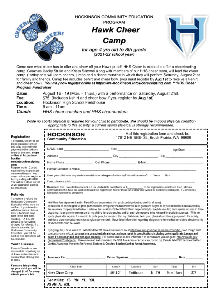 Fillable Online hhs hocksd Coach: HHS cheer coaches and HHS ...