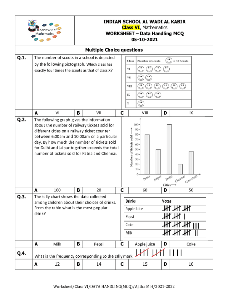 Fillable Online Worksheet No. 2 DATA HANDLING.pdf - INDIAN SCHOOL ...